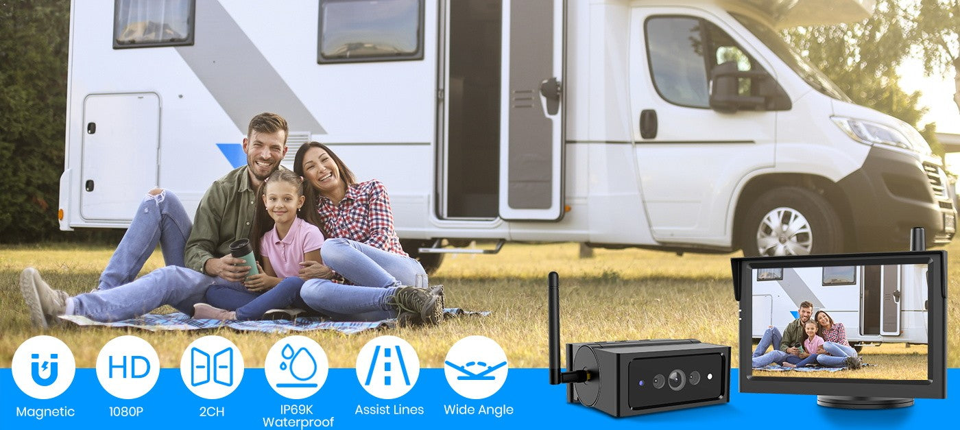 Solar4 B 1080P Magnetic Portable Backup Camera Wireless with 5" Monito ...