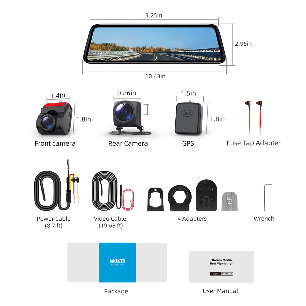 T9 Pro 1080P Front and Rear Dash Cam for Car & Truck with GPS – AUTO-VOX