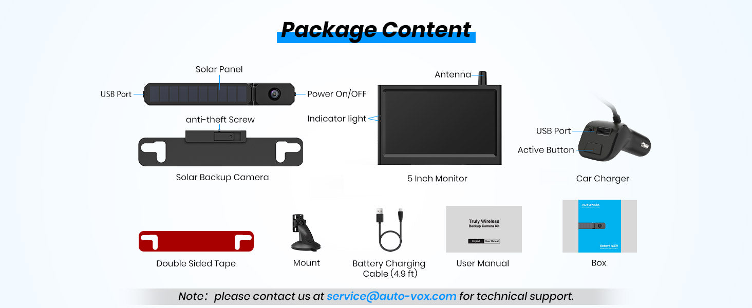 Solar1 Pro 480P Battery Powered Wireless Backup Camera with 5" Monitor ...
